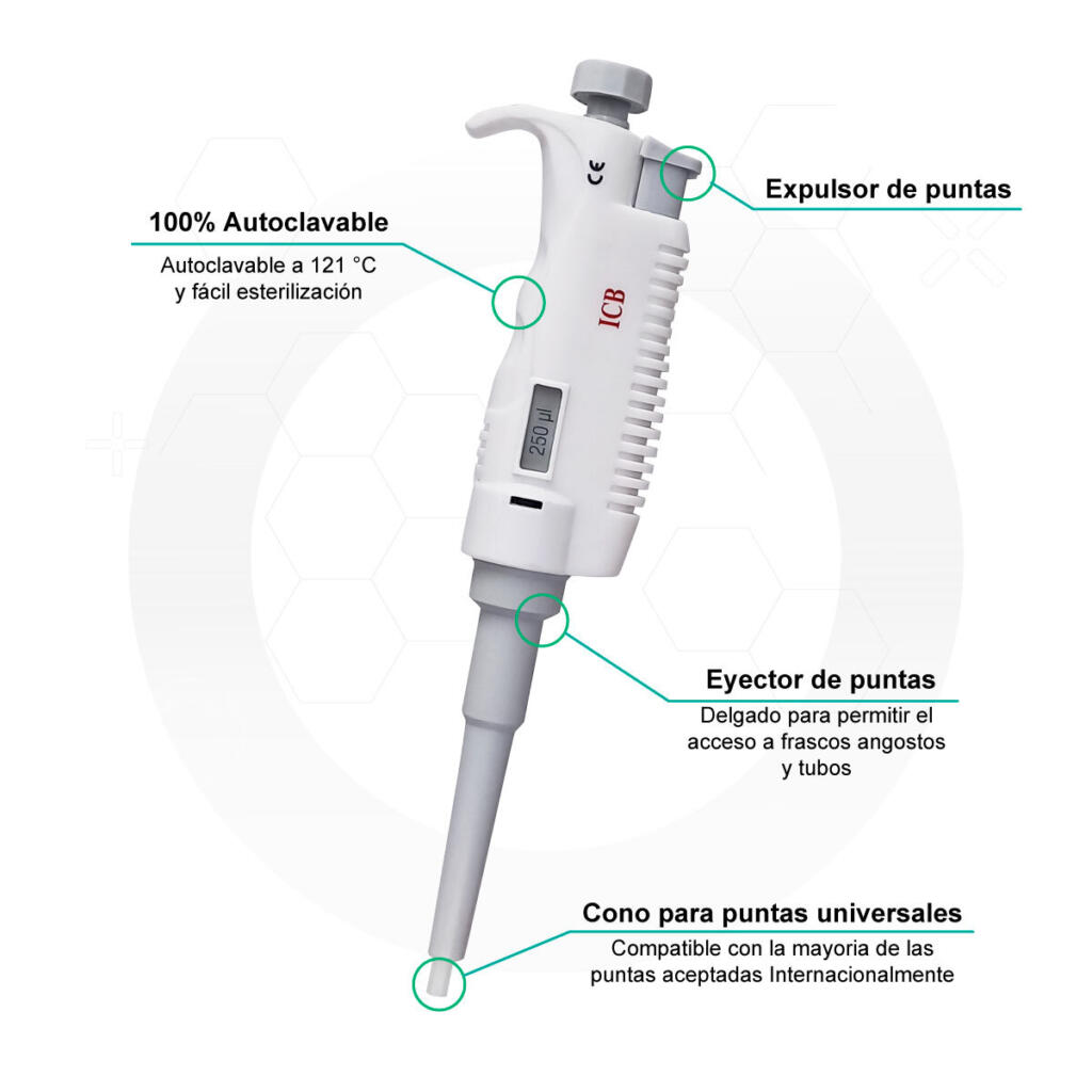 Micropipeta de Volumen Fijo 250ul - Garantía ICB 1 Año